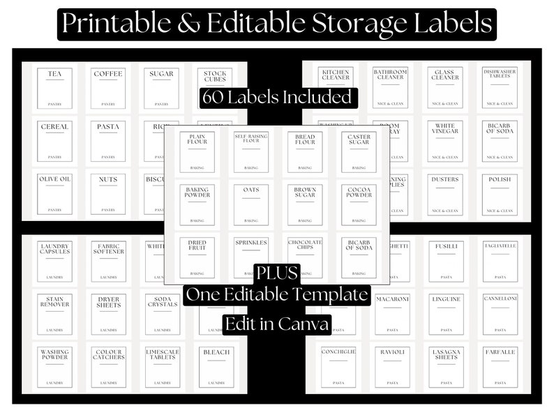 Editable Storage Jar Labels - Printable Pantry Labels - Etsy