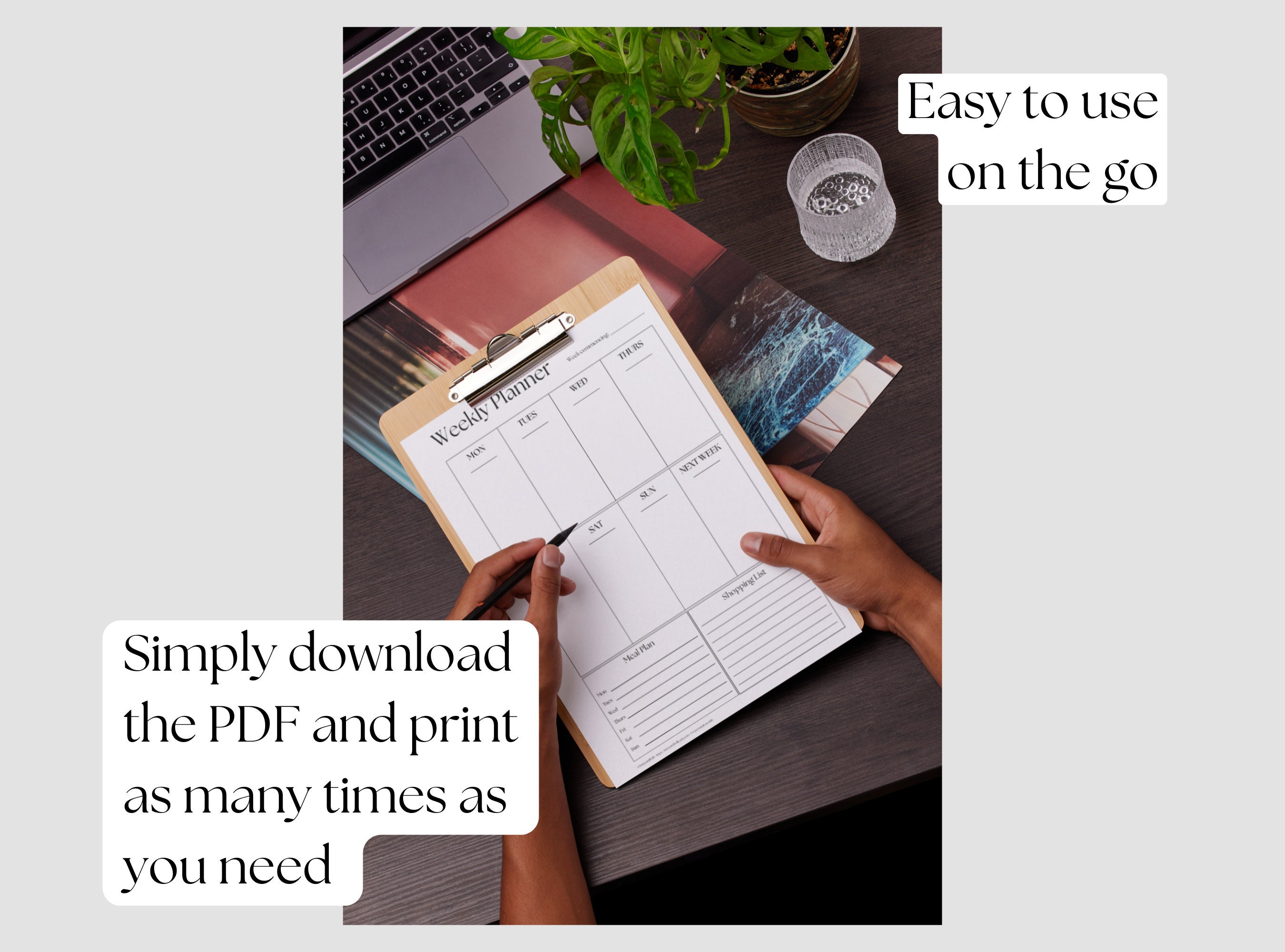 Printable Weekly Planner - Meal Plan - Shopping List - Etsy