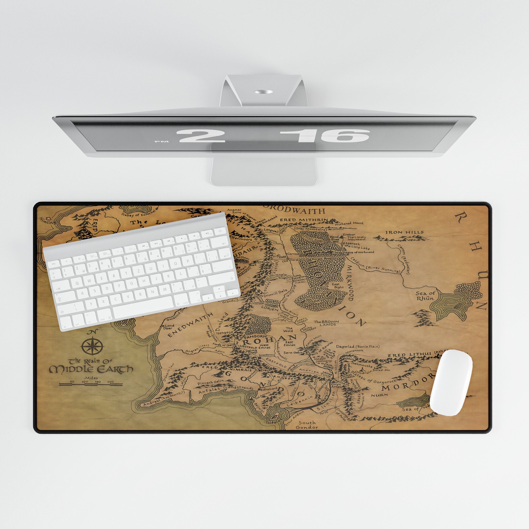 Middle Earth Map, Lord of the Rings Mouse Pad, Hobbit Desk Mat ...