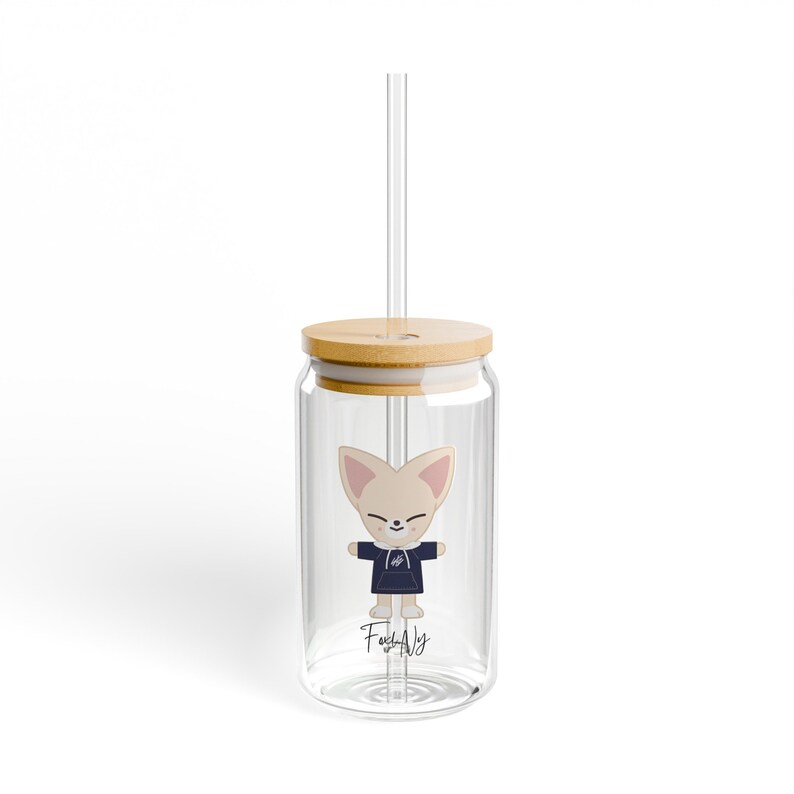 Stray Kids Skzoo Foxl.ny, 16oz Coffee Glass Mug, Bamboo Lid With Glass ...