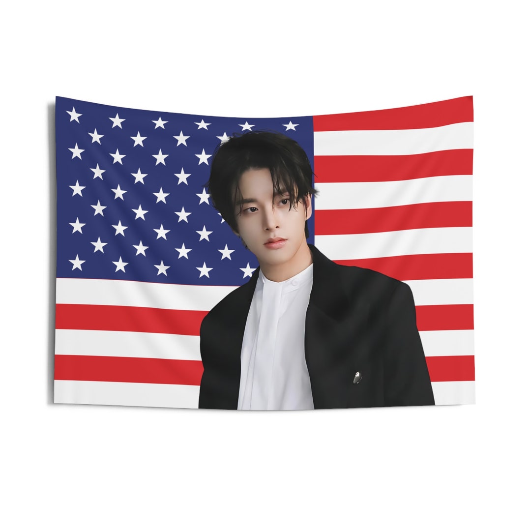 Enhypen Jake Stunning Black Hair Flag Banner, Enhypen Jake American ...