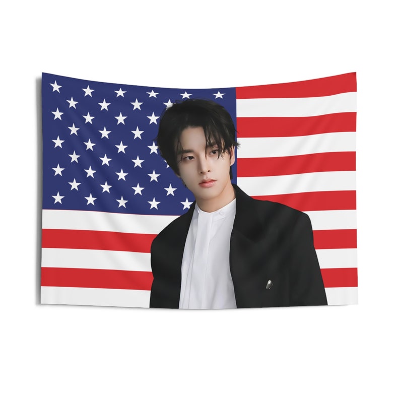 Enhypen Jake Stunning Black Hair Flag Banner, Enhypen Jake American ...