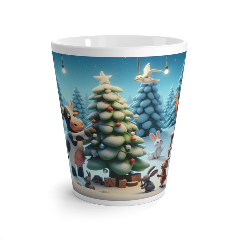 Festive Vintage Christmas Scene 12 Oz Latte Mug, Claymation Scene ...