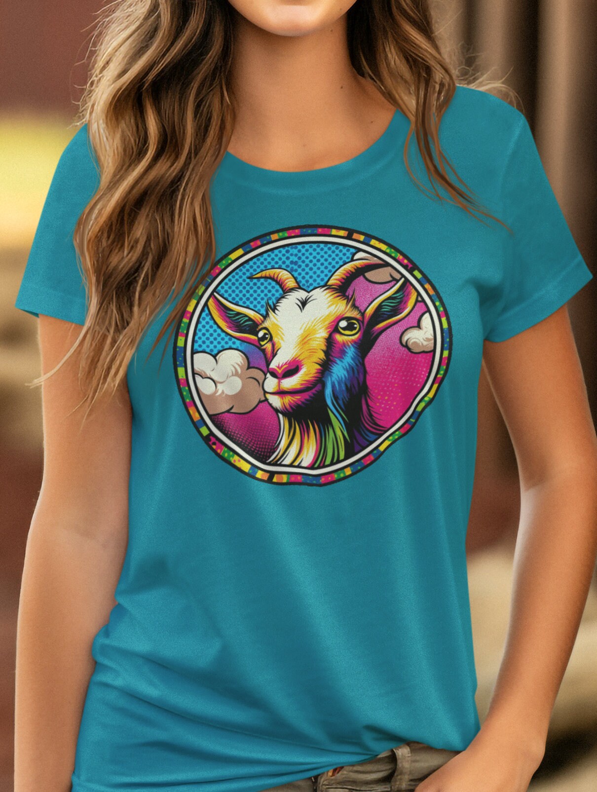 Colorful Goat Shirt, Cool Goat Lady, Farm Animal Shirt, Original Goat ...