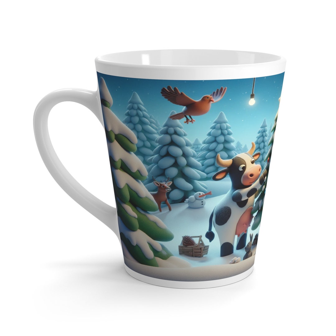 Festive Vintage Christmas Scene 12 Oz Latte Mug, Claymation Scene ...