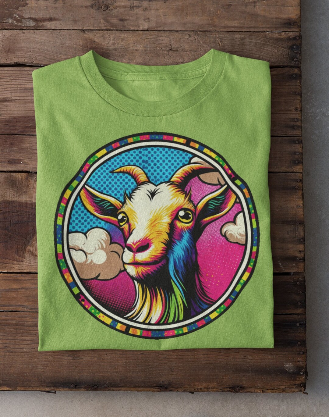 Colorful Goat Shirt, Cool Goat Lady, Farm Animal Shirt, Original Goat ...