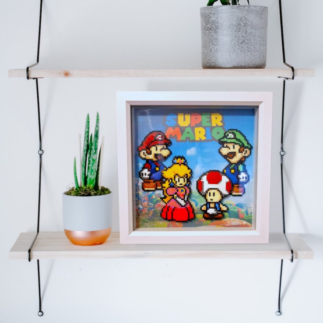 Pixel Art Shadowbox Frame - Mario, Luigi, Princess Peach, Toad - Etsy UK