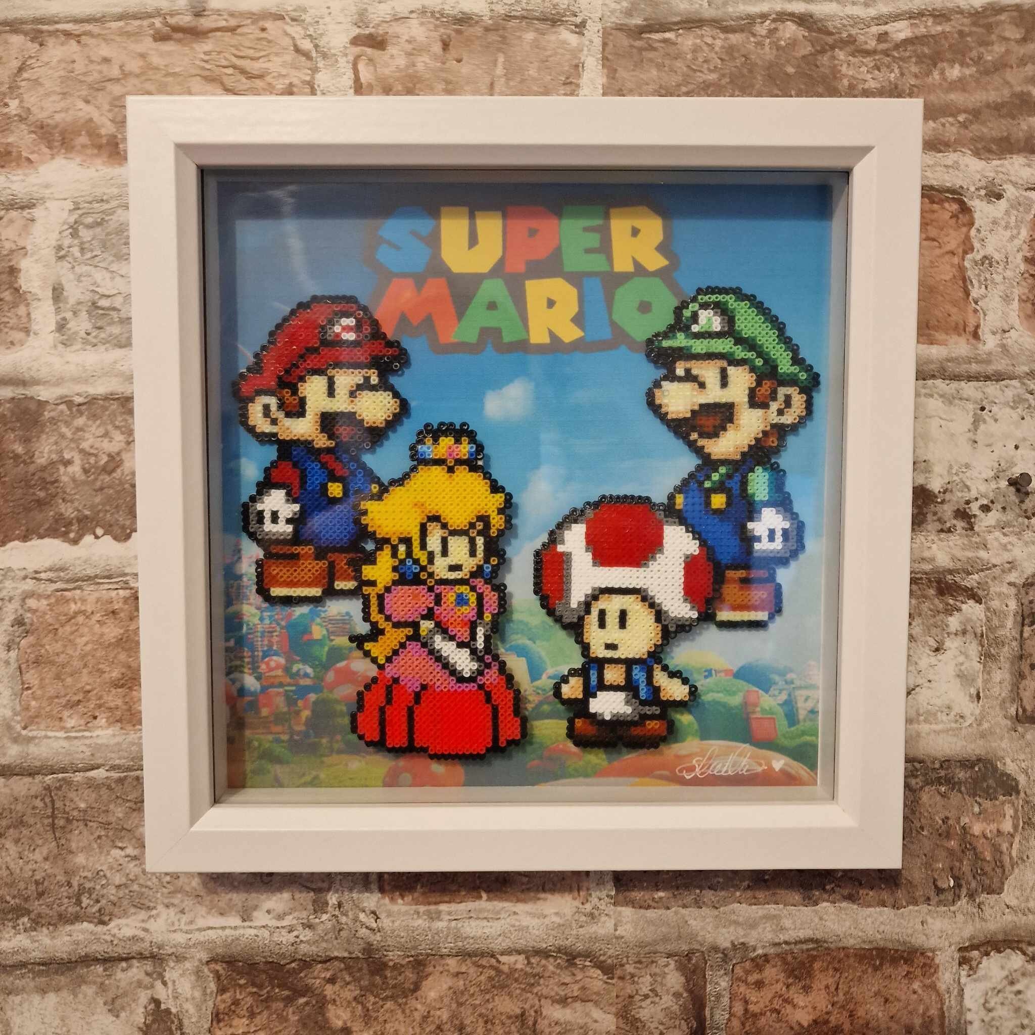 Pixel Art Shadowbox Frame - Mario, Luigi, Princess Peach, Toad - Etsy UK