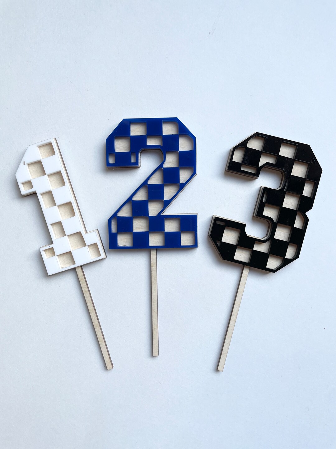Checkered Number Cake Topper, Racing Birthday, Checkered Flag Birthday ...