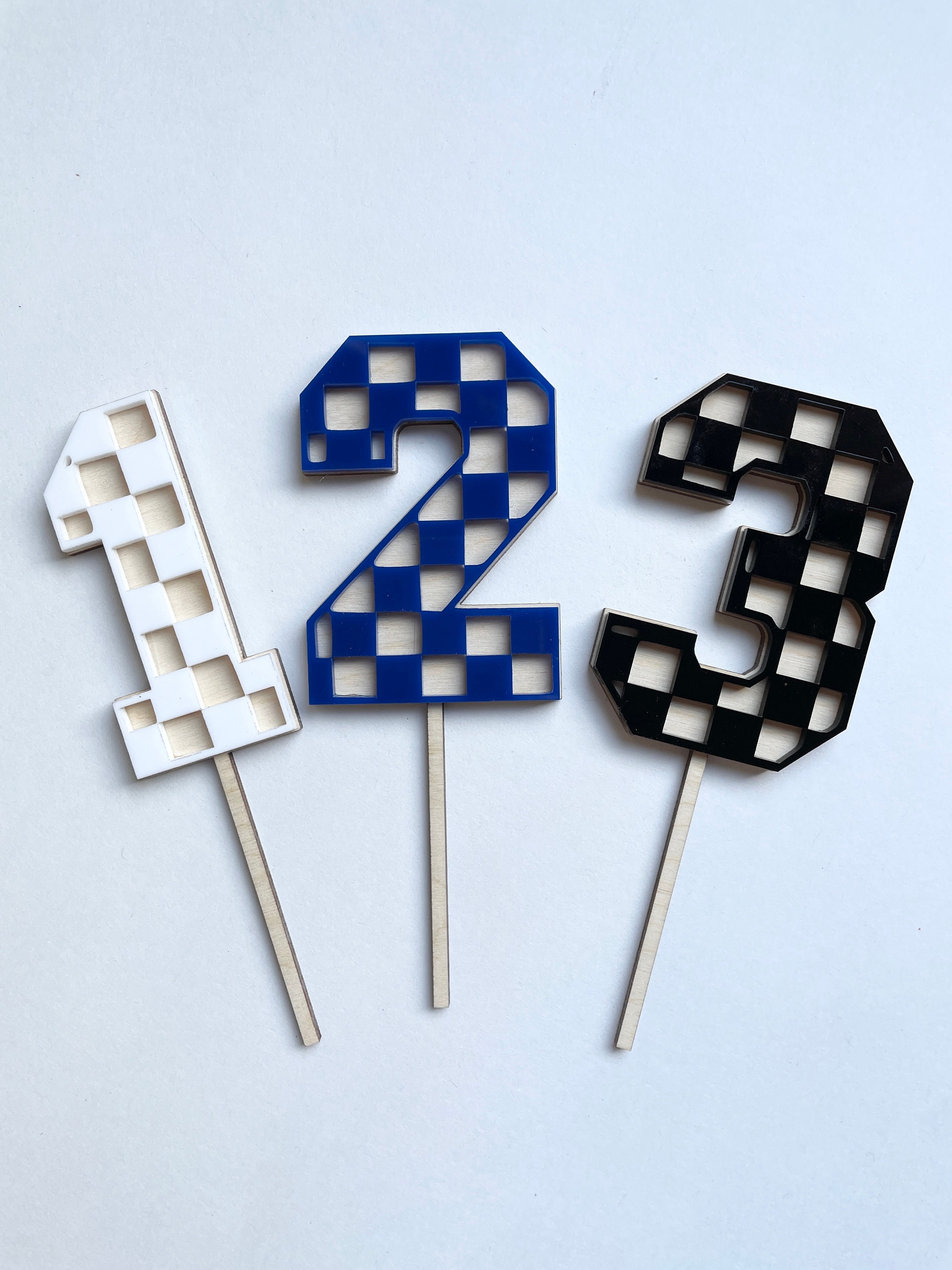 Checkered Number Cake Topper, Racing Birthday, Checkered Flag Birthday ...