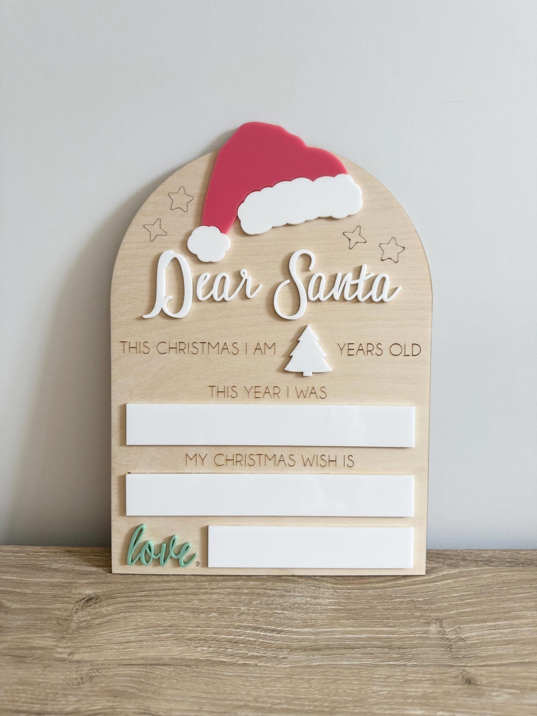 Dear Santa Sign, Letter to Santa Sign, Dry Erase Santa Board, Kids ...