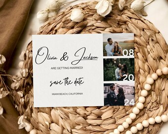 Minimal Save the Date Template, Save the Date With Photos, Editable ...