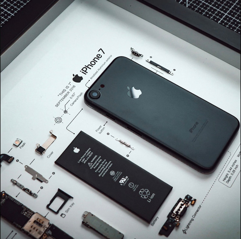 IPhone 7 Black Teardown Art Digital Template Apple iPhone Framed iPhone ...