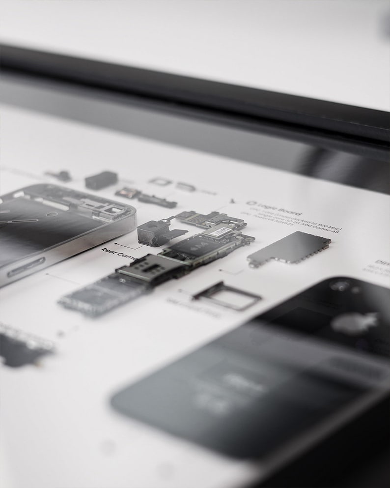 IPhone 4 Teardown Art Digital Template Apple iPhone Framed iPhone Wall ...