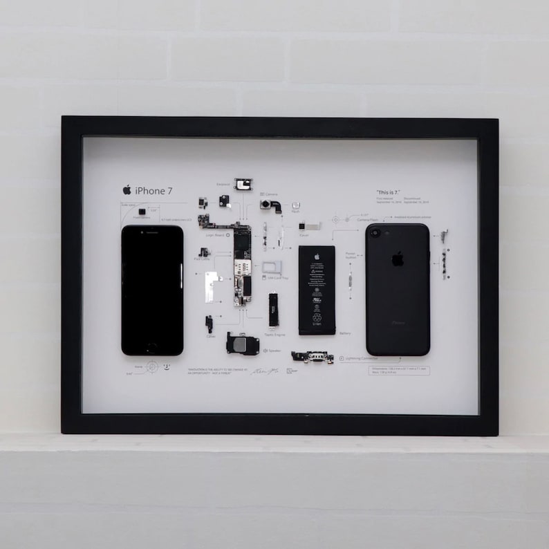 IPhone 7 Black Teardown Art Digital Template Apple iPhone Framed iPhone ...