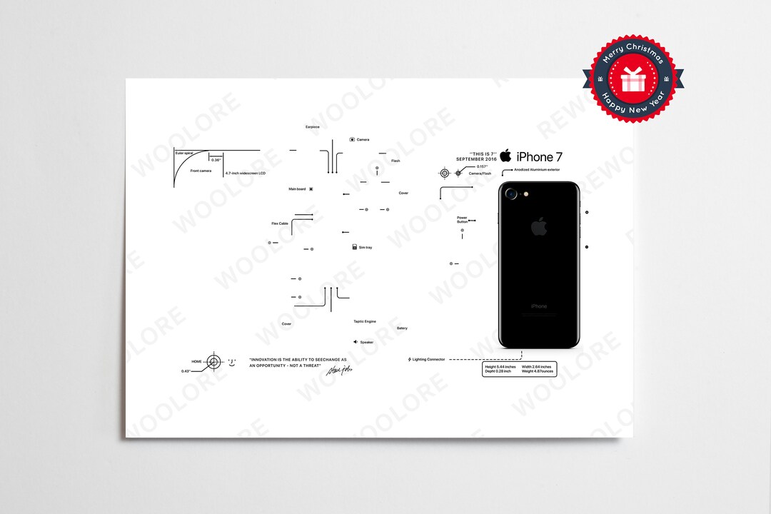 IPhone 7 Teardown Art - Digital Template - Apple - iPhone - Framed ...