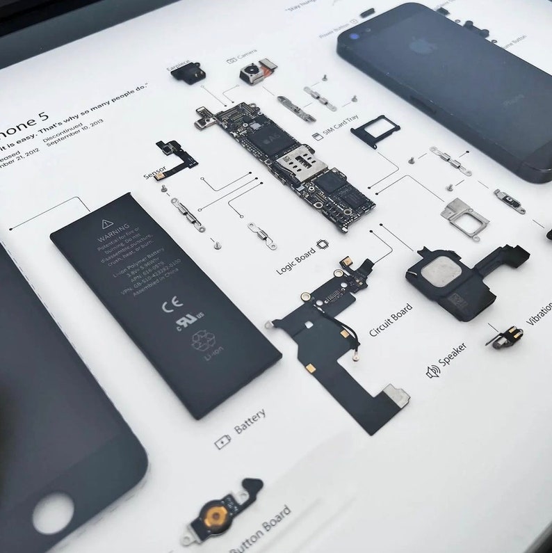 IPhone 5 Teardown Art - Digital Template - Apple - iPhone - Framed ...