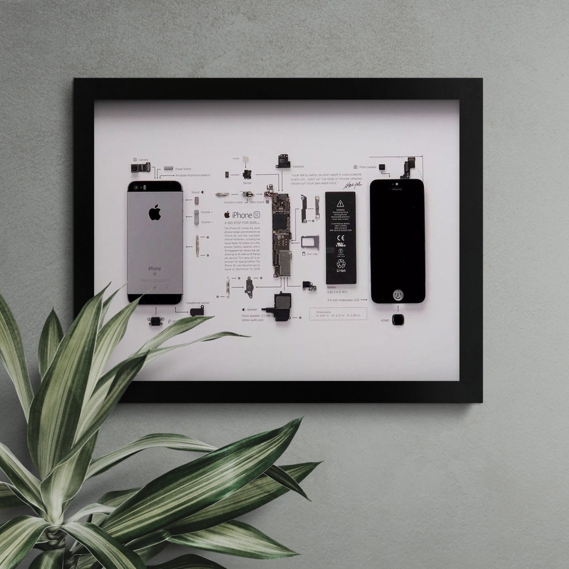 IPhone SE Teardown Art - Digital Template - Apple - iPhone - Framed ...