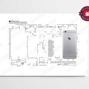 IPhone 6 Teardown Art - Digital Template - Apple - iPhone - Framed ...