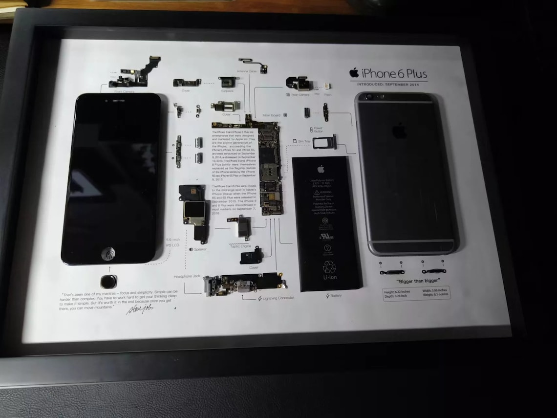 IPhone 6 PLUS Teardown Art Digital Template Apple iPhone Framed iPhone ...