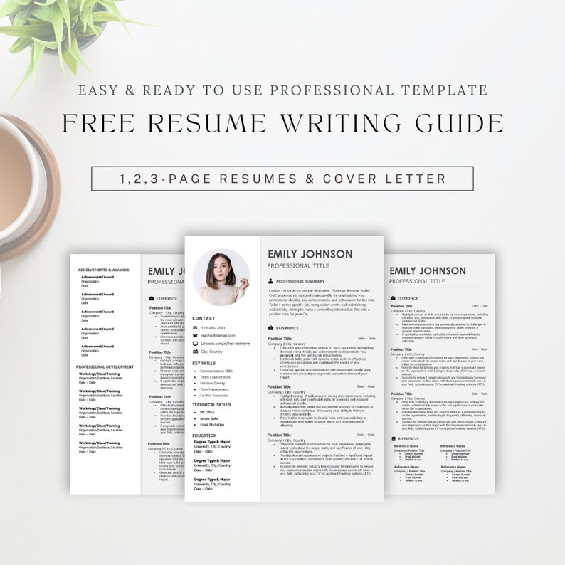 Modern and Stylish Resume Design With Photo, Resume Template for Word ...