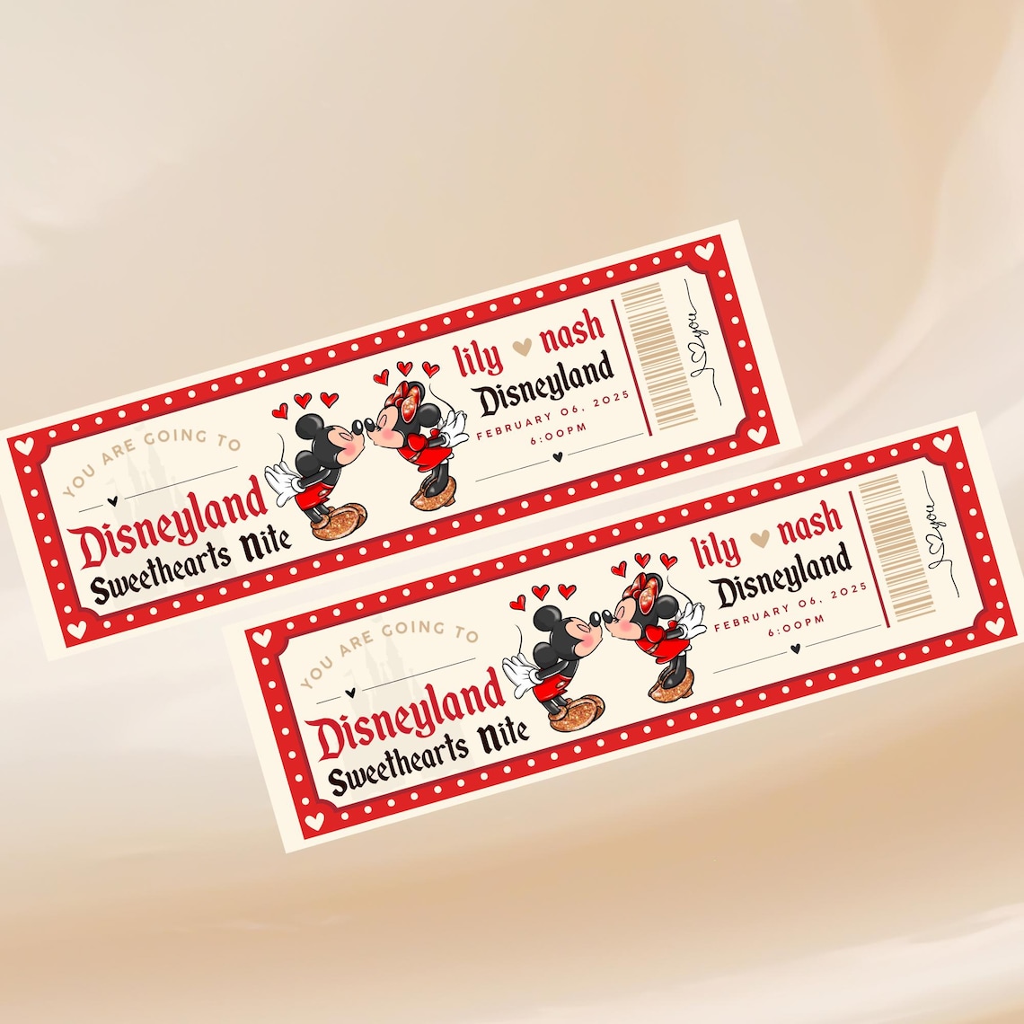 Disneyland Sweethearts Nite Ticket, Custom Keepsake (digital Download ...