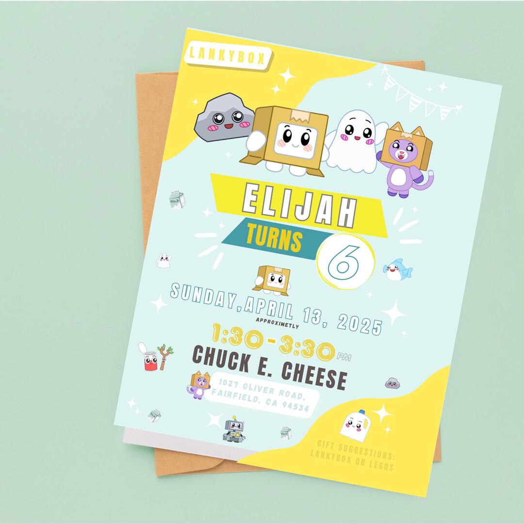 Lankybox Invitation Editable Template - Etsy