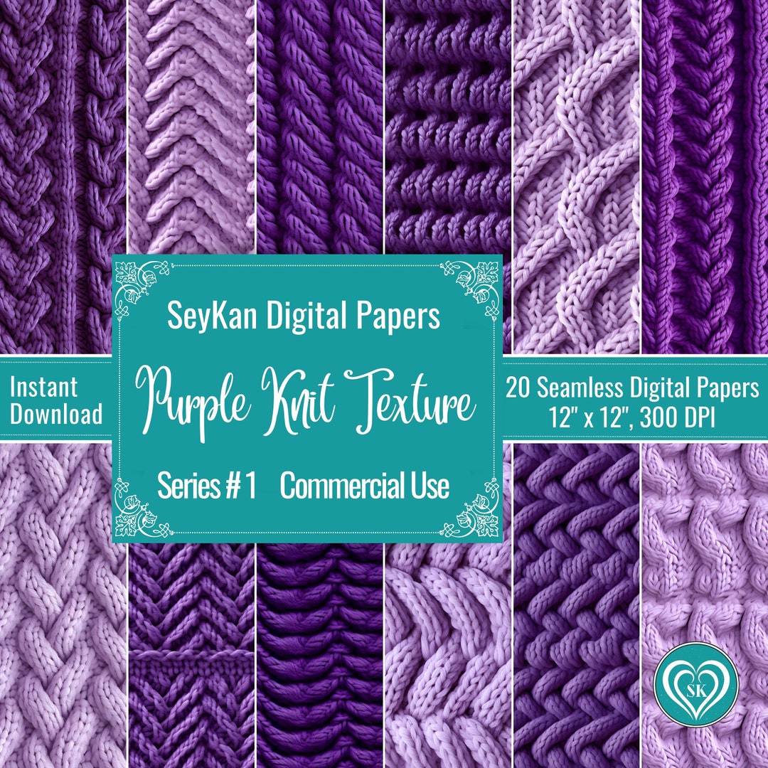 Purple Knit Texture DIGITAL PAPER Knitted Wool Sweater Jumper ...