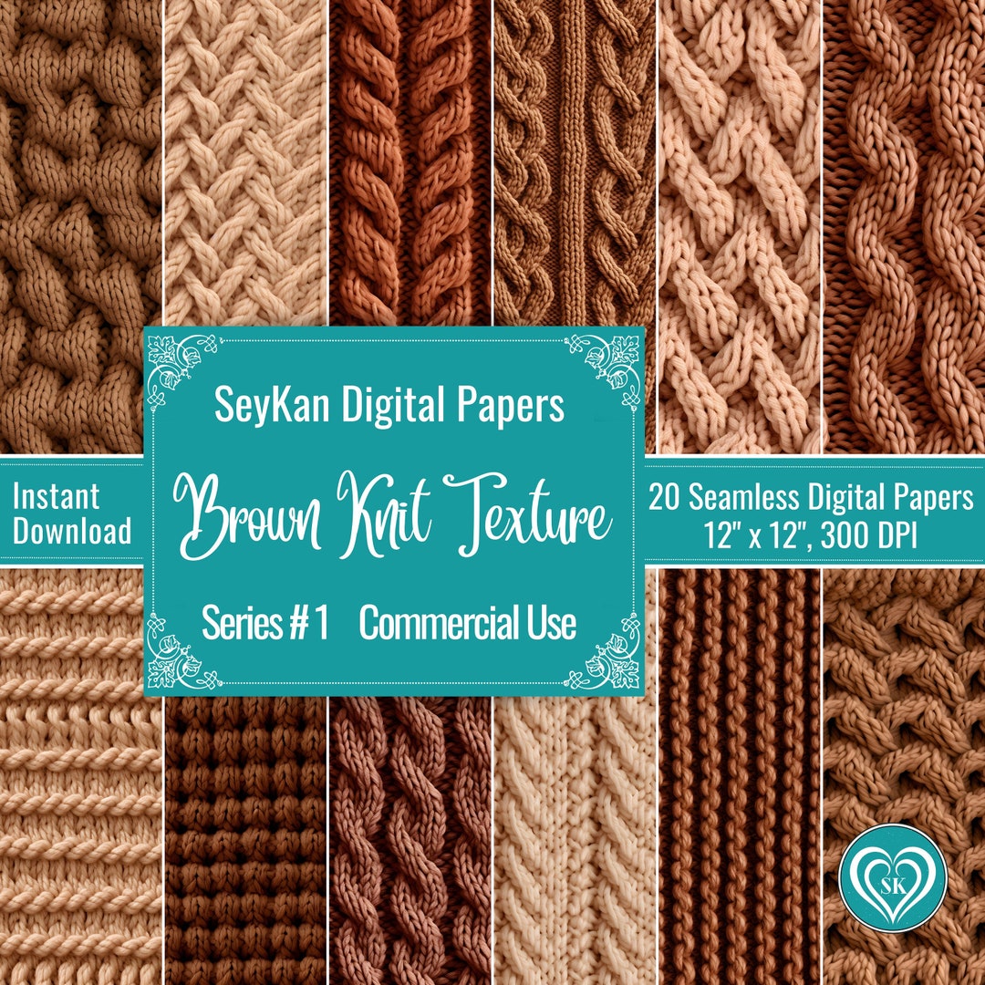 Brown Knit Texture DIGITAL PAPER Boho Knitted Wool Sweater Background ...