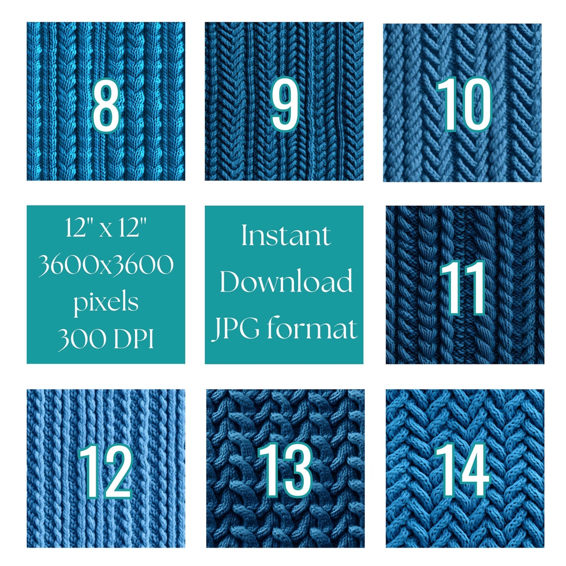 Blue Knit Texture DIGITAL PAPER Knitted Wool Sweater Jumper Background ...
