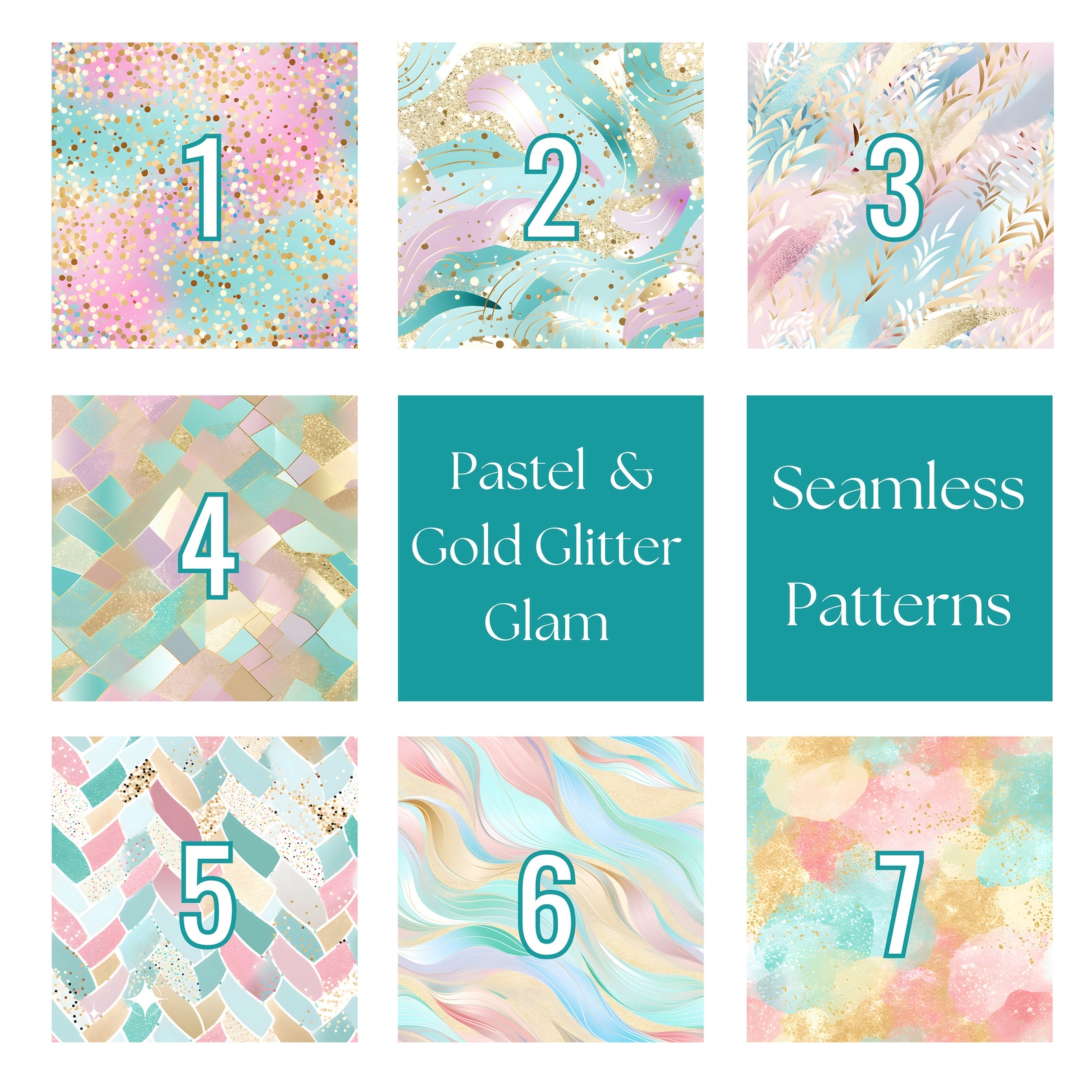 Pastel & Gold Glitter Glam DIGITAL PAPER Luxury Sparkle Shiny Foil ...