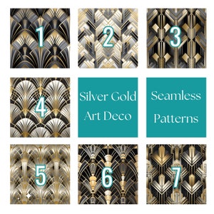 Silver Gold Art Deco DIGITAL PAPER Tiles Wallpaper Backgrounds Foil ...