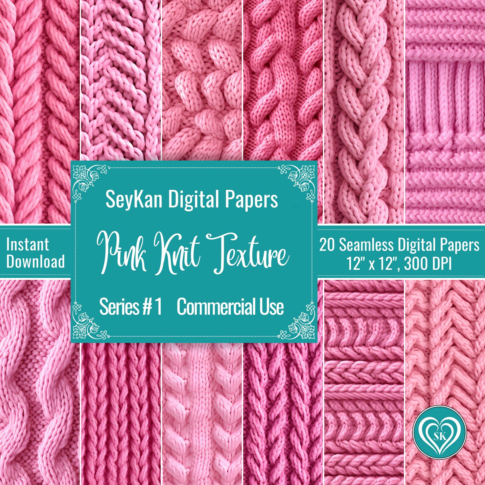 Pink Knit Texture DIGITAL PAPER Knitted Wool Sweater Jumper Background ...