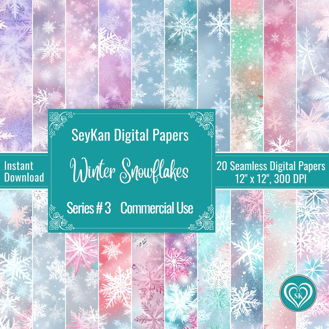 Winter Snowflakes DIGITAL PAPER | Enchanted Winter Snow Background ...