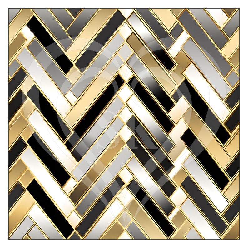 Silver Gold Art Deco DIGITAL PAPER Tiles Wallpaper Backgrounds Foil ...