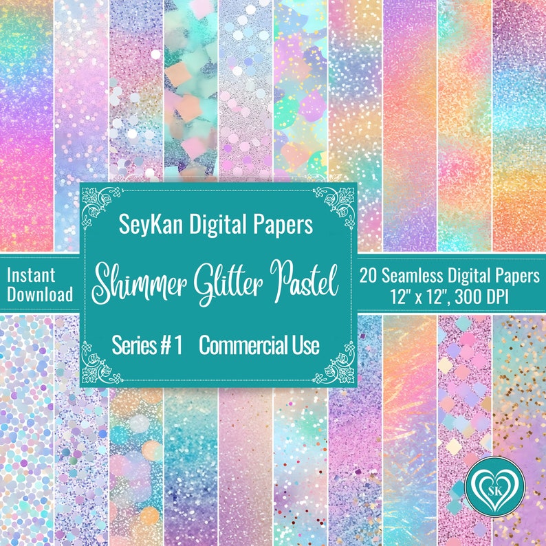 Shimmer Glitter Pastel Seamless DIGITAL PAPER | Glitter Background ...