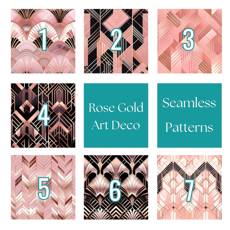 Rose Gold Art Deco DIGITAL PAPER Tiles Wallpaper Backgrounds Foil Paper ...