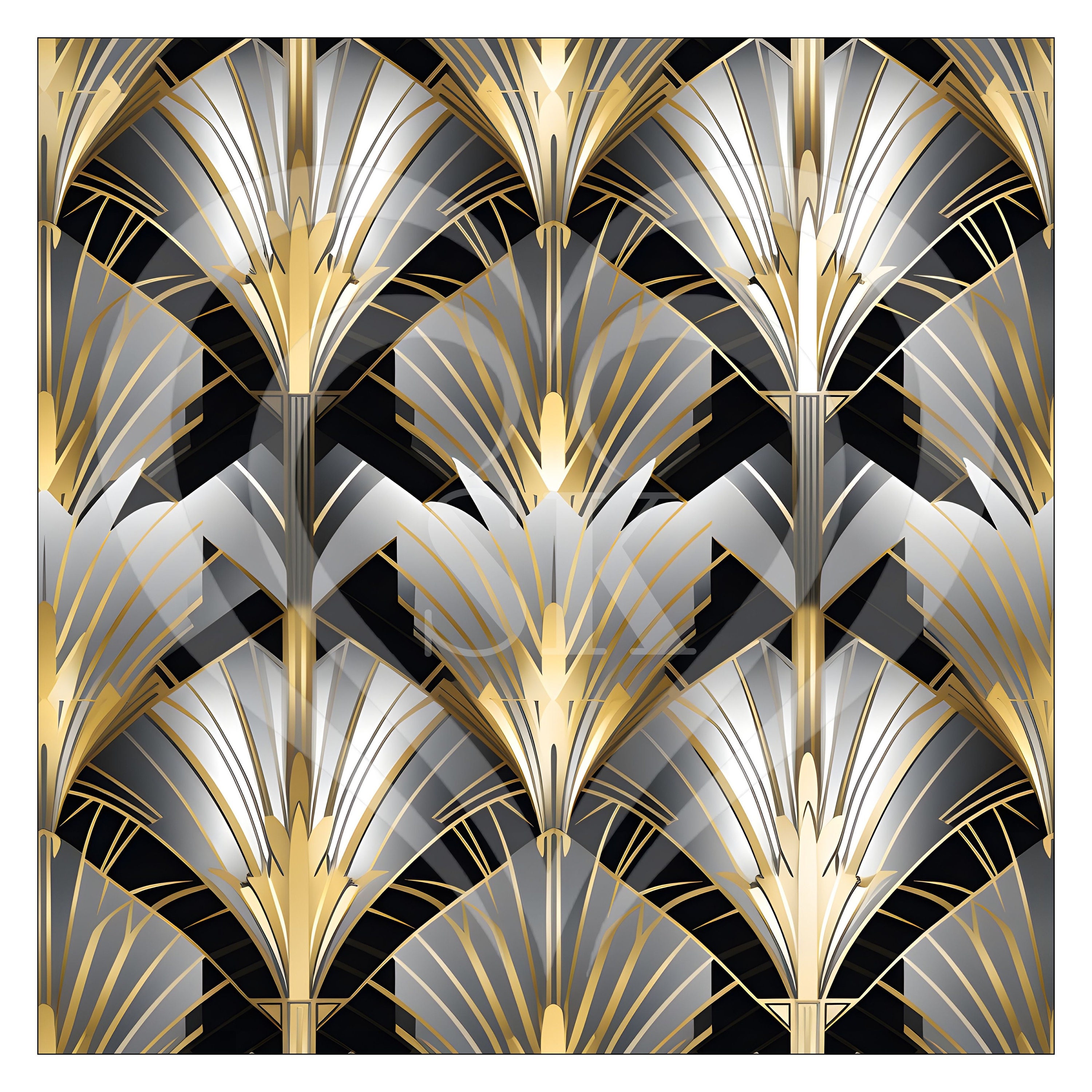 Silver Gold Art Deco DIGITAL PAPER Tiles Wallpaper Backgrounds Foil ...