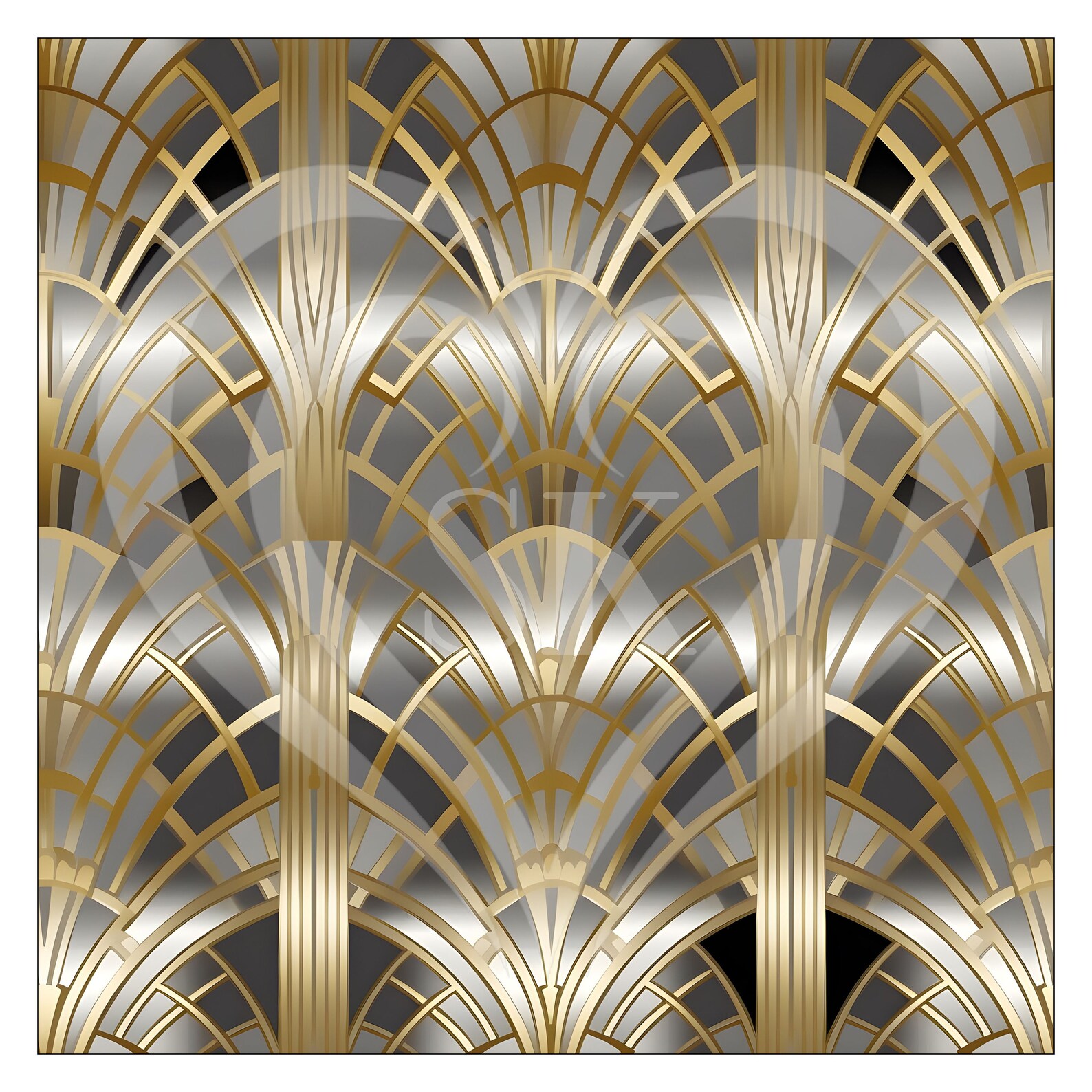Silver Gold Art Deco DIGITAL PAPER Tiles Wallpaper Backgrounds Foil ...