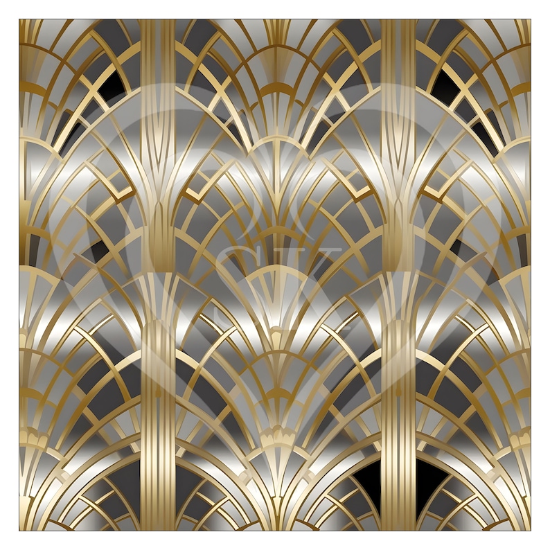 Silver Gold Art Deco DIGITAL PAPER Tiles Wallpaper Backgrounds Foil ...