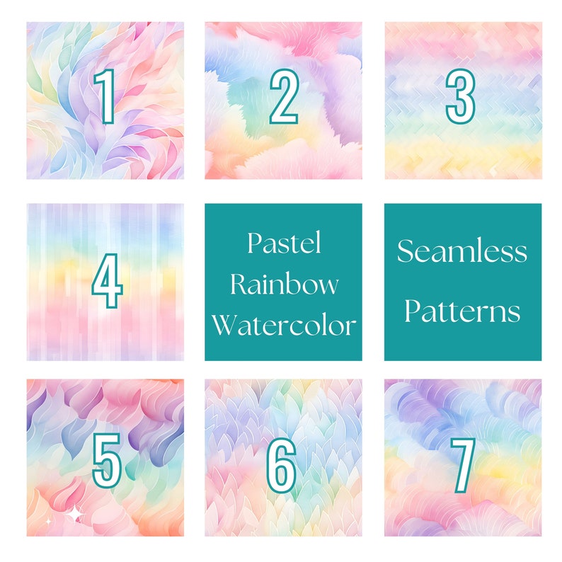 Pastel Rainbow Watercolor DIGITAL PAPER Ombre Marbling Clouds Texture ...