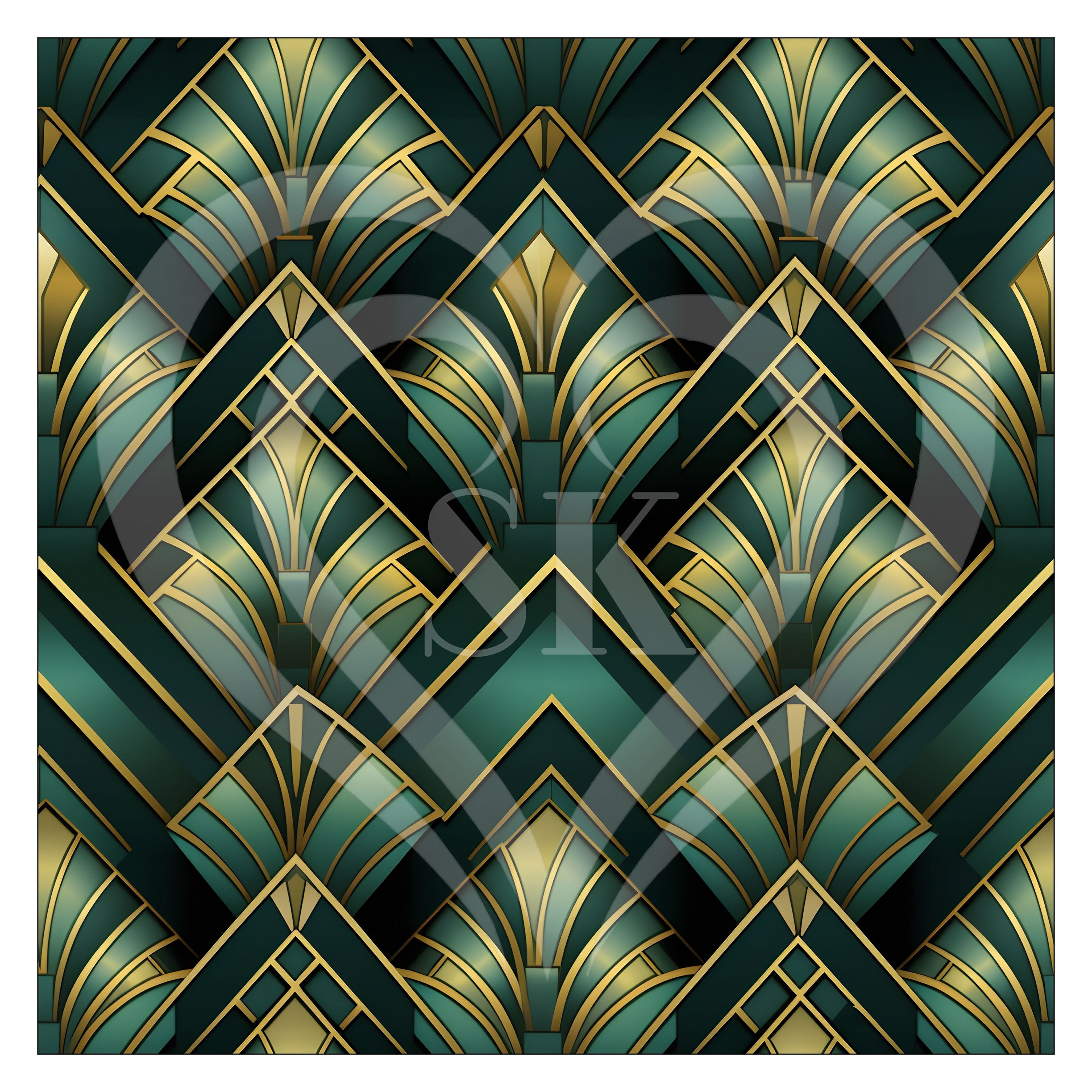 Green Gold Art Deco DIGITAL PAPER Tiles Wallpaper Backgrounds Foil ...