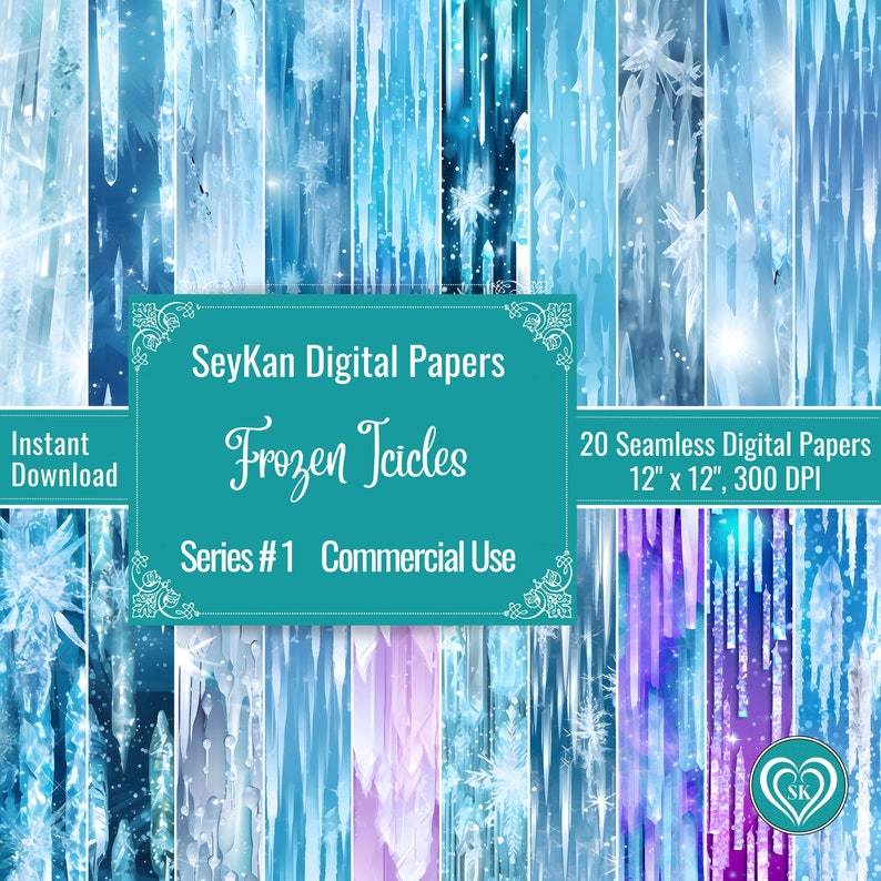Frozen Icicles Seamless DIGITAL PAPER | Enchanted Winter Holiday Papers ...