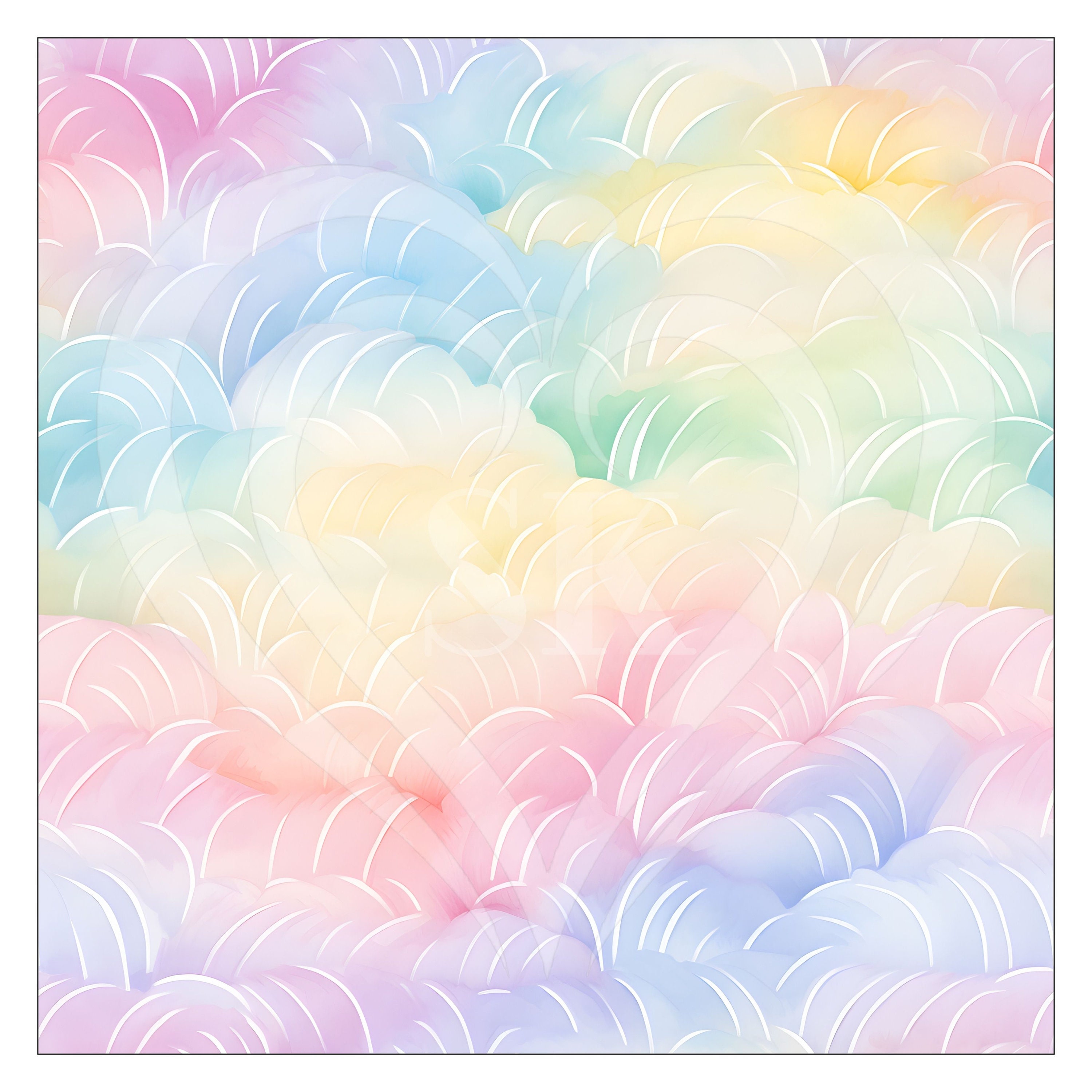 Pastel Rainbow Watercolor DIGITAL PAPER Ombre Marbling Clouds Texture ...