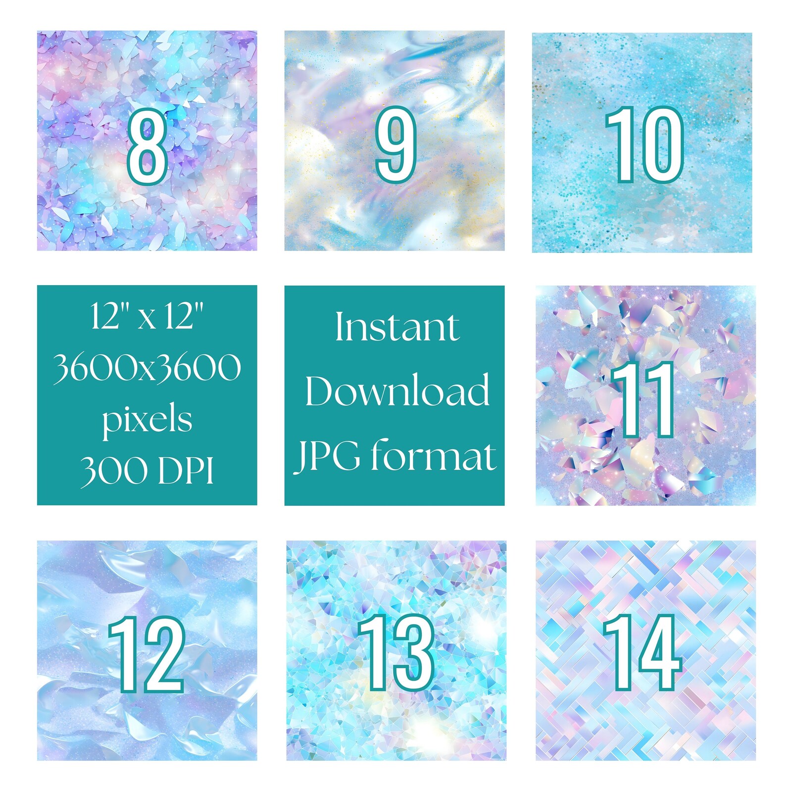 Pastel Holographic Glitter DIGITAL PAPER Marbling Rainbow Metallic ...