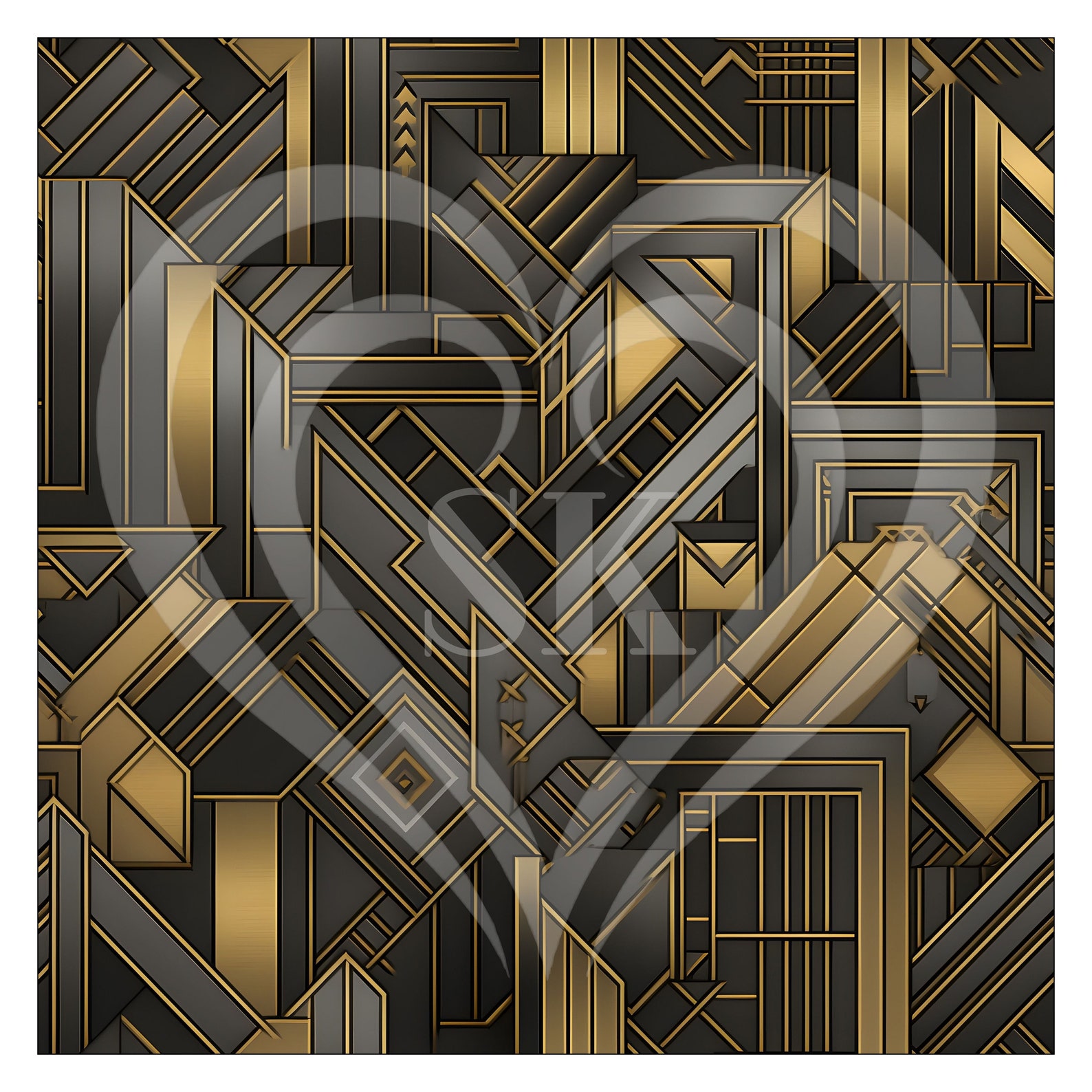 Silver Gold Art Deco DIGITAL PAPER Tiles Wallpaper Backgrounds Foil ...