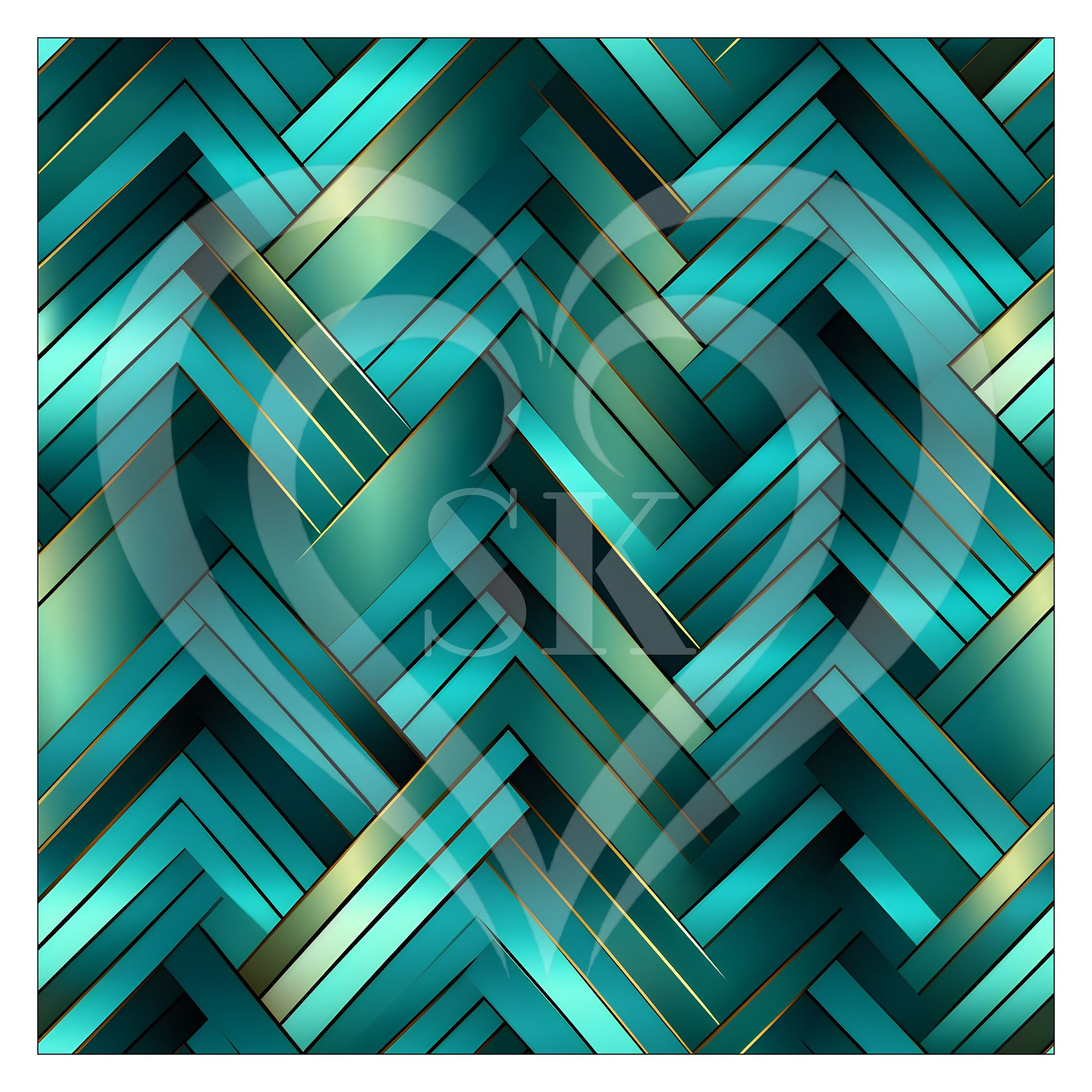 Teal Gold Art Deco DIGITAL PAPER Turquoise Tiles Wallpaper Backgrounds ...