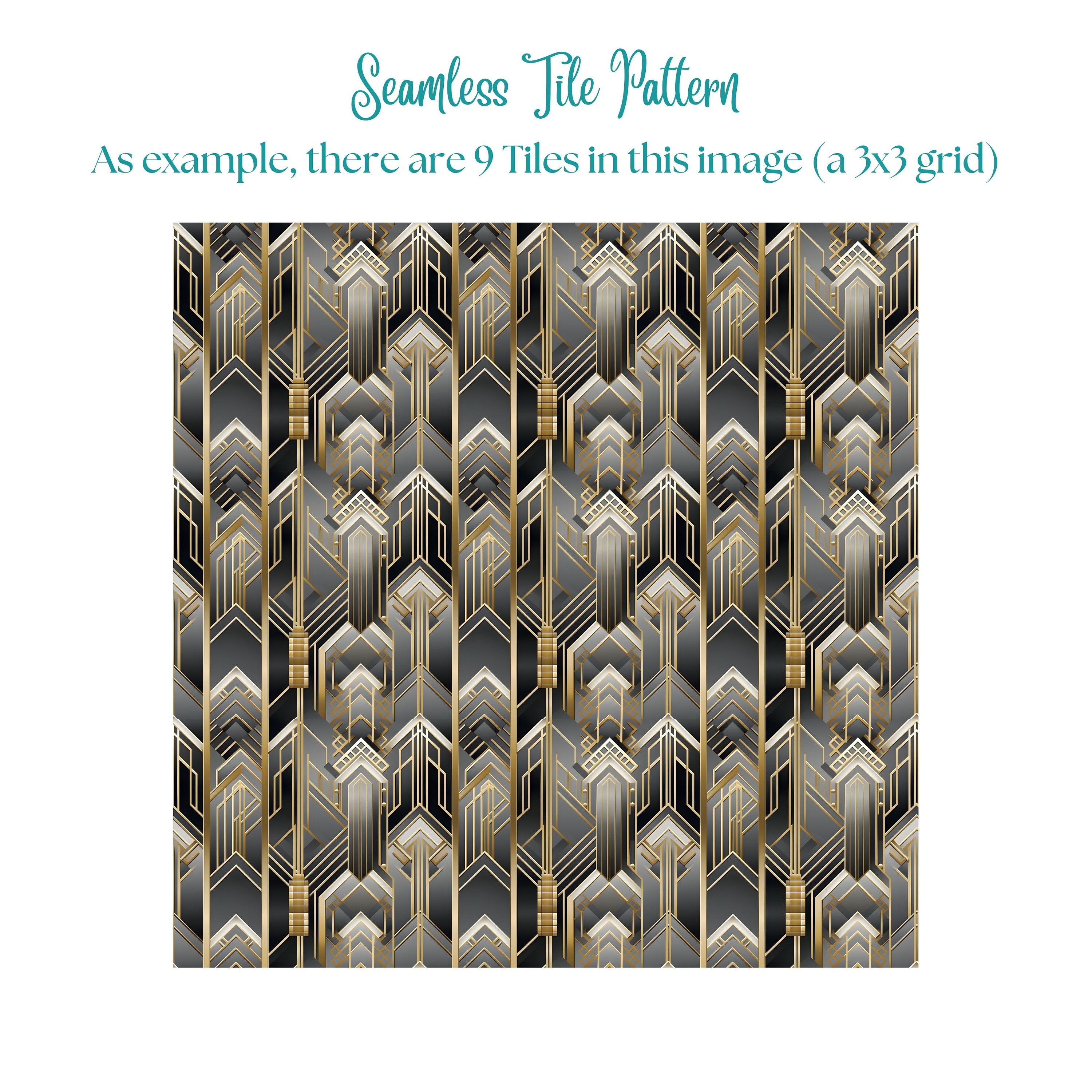 Silver Gold Art Deco DIGITAL PAPER Tiles Wallpaper Backgrounds Foil ...