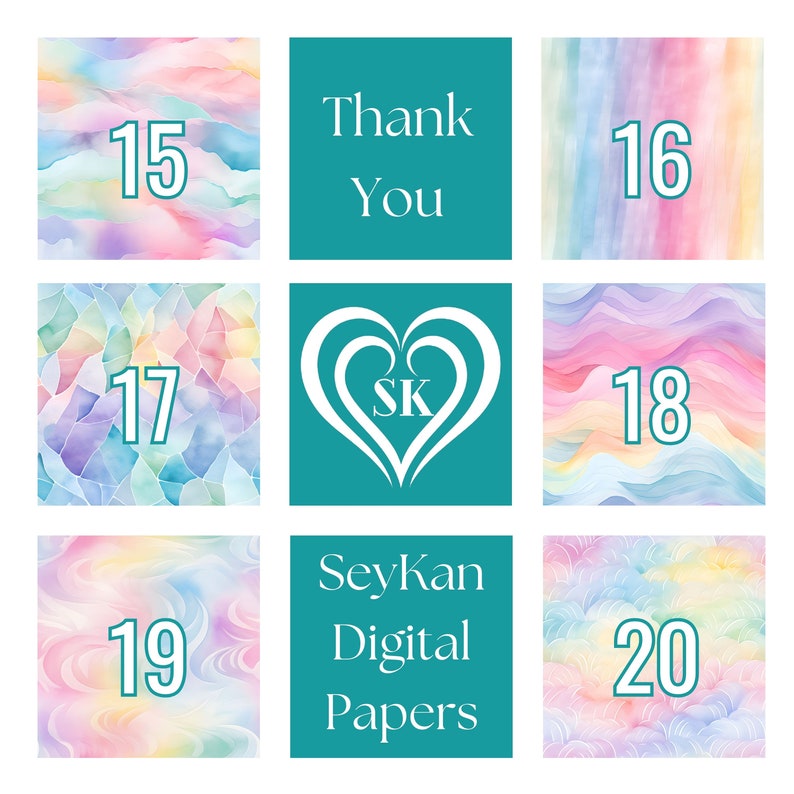 Pastel Rainbow Watercolor DIGITAL PAPER Ombre Marbling Clouds Texture ...