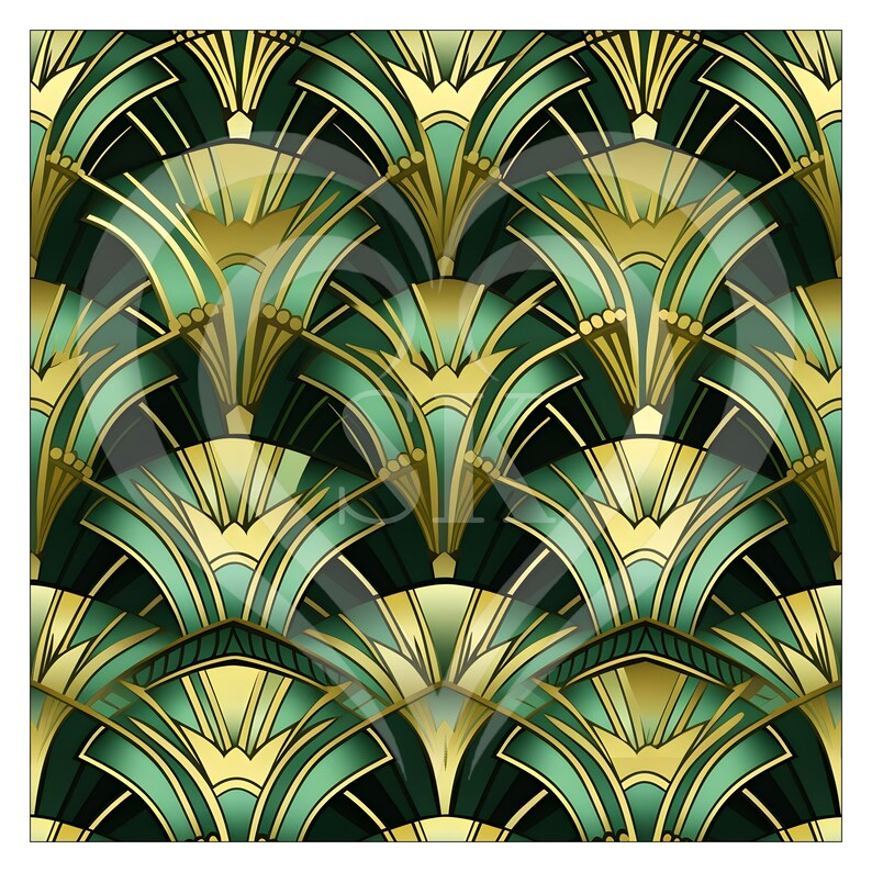 Green Gold Art Deco DIGITAL PAPER Tiles Wallpaper Backgrounds Foil ...